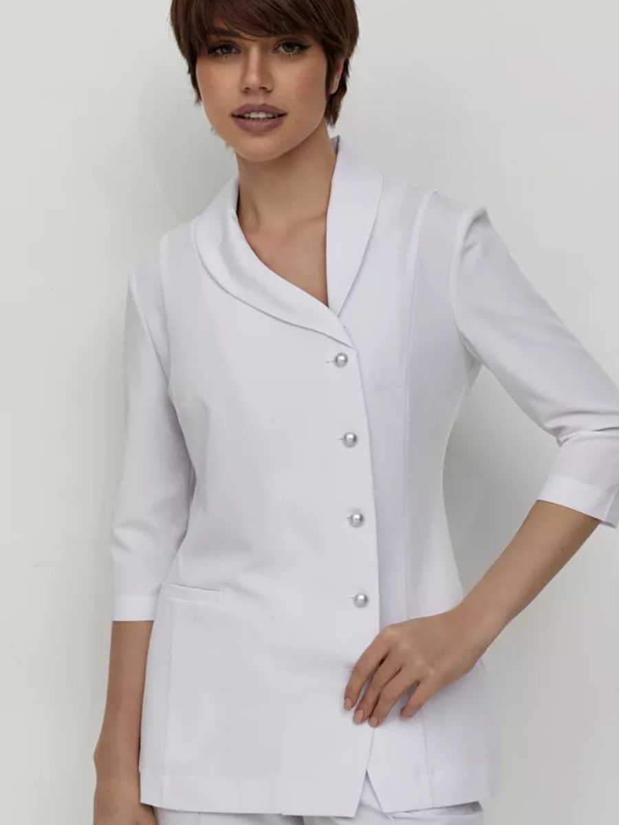 Блузка рабочая Женский TRENDY UNIFORM, размер 48 белый Вискоза ...