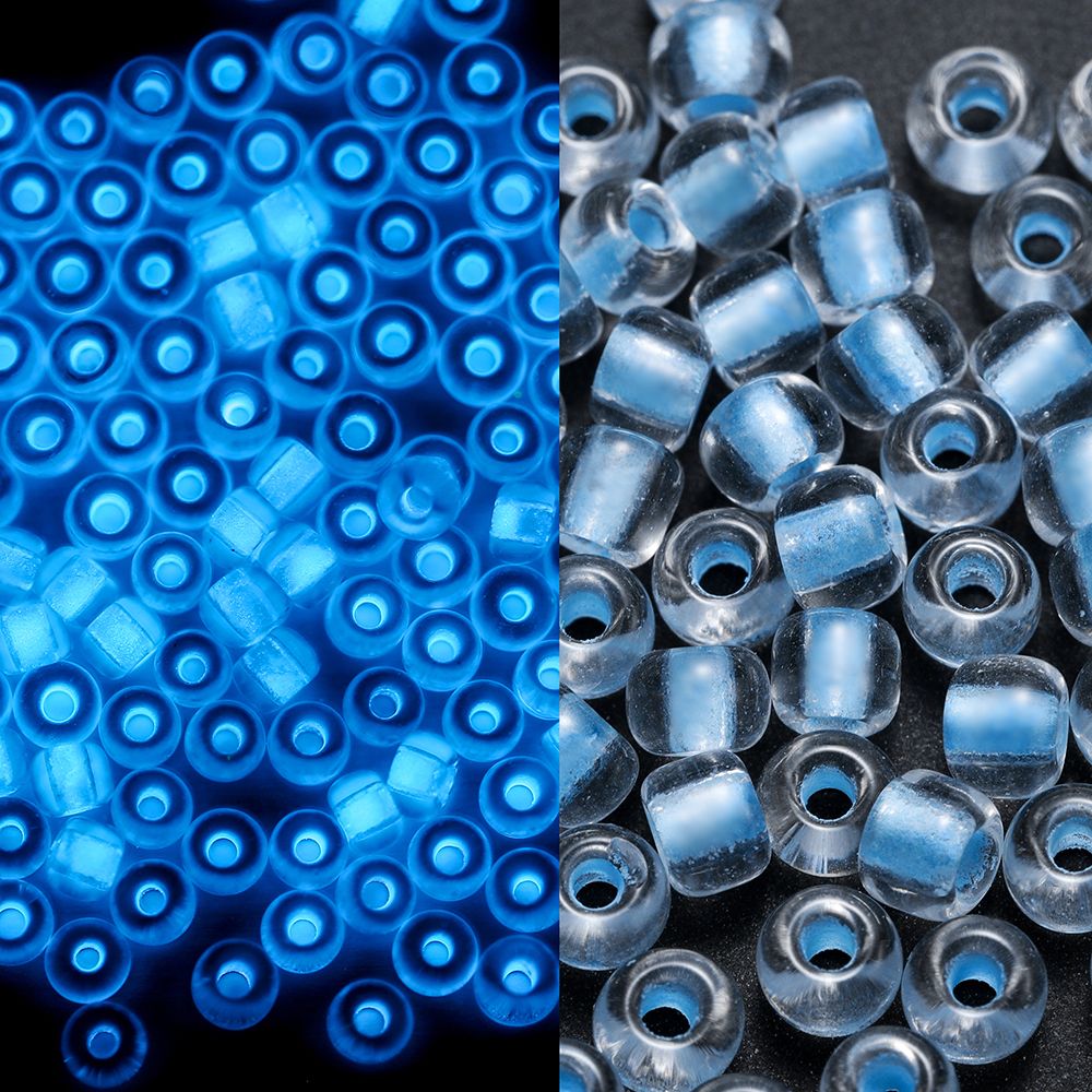 Бисеры прозрачный в темноте для рукоделия , 3mm , 600 шт , цвет небесно ...