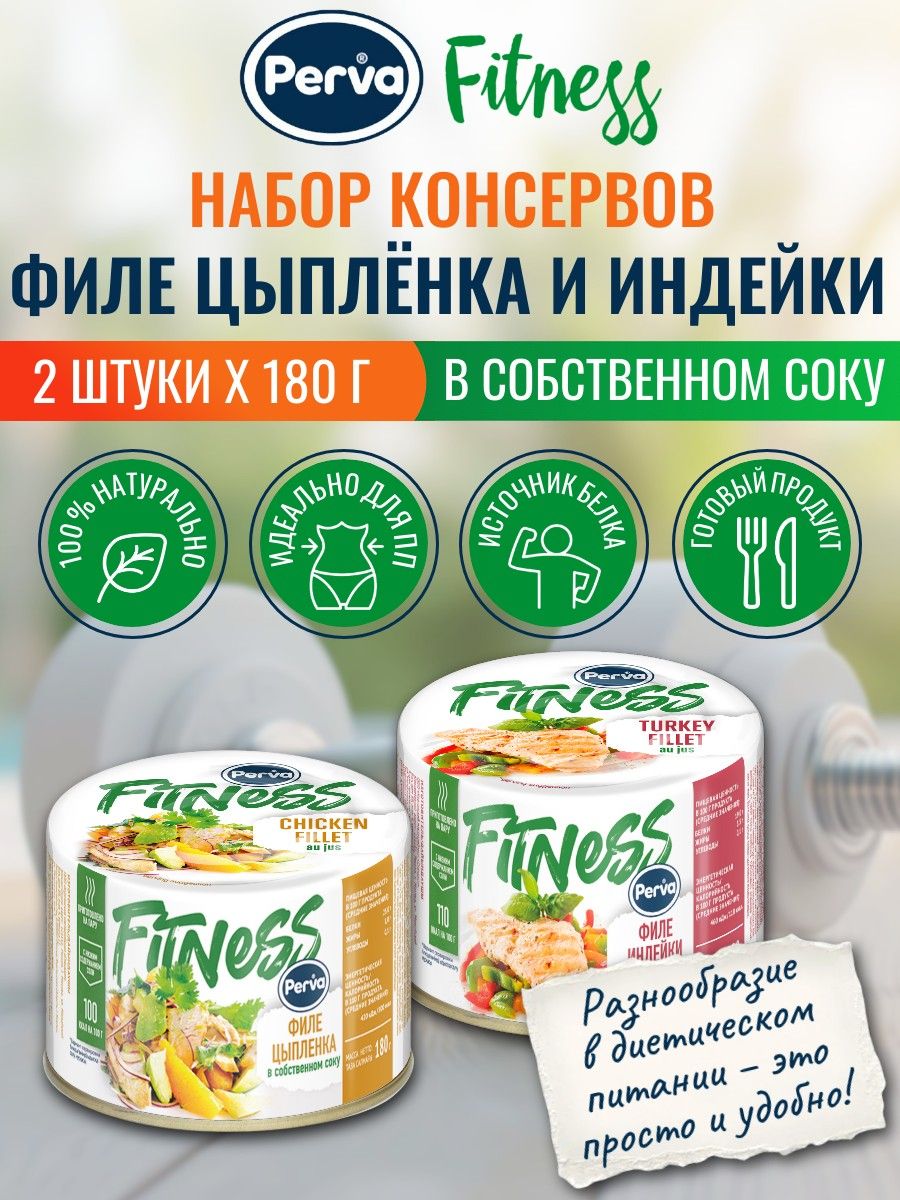 Набор мясных консерв Perva Fitness цыпленок и индейка 180 г купить на ...