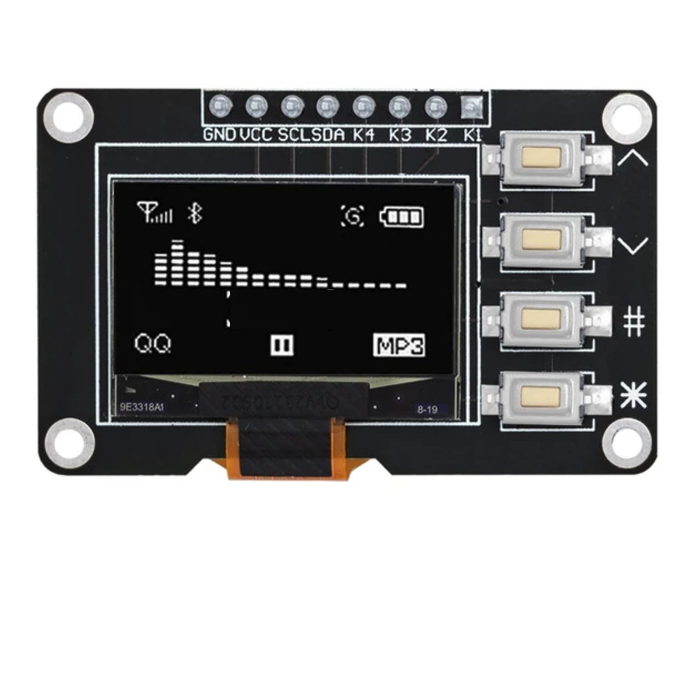 Oled модуль 096 дюйма 4 кнопки белый Oled дисплей Iic 128x64 I2c