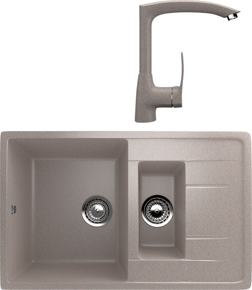 Комплект Мойка кухонная Ulgran U-205 -302 песочная / Смеситель U-005 -302 песочный - купить с ...