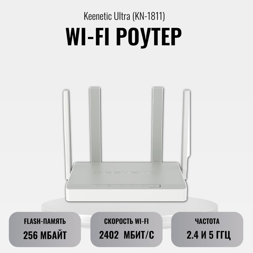 Роутер Keenetic Ultra KN-1811, белый, 5 ГГц, 2.4 ГГц купить по низкой ...