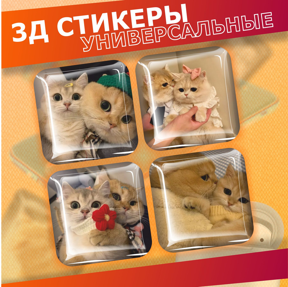 Наклейки Котики на телефон 3д Стикеры Кот купить с доставкой по