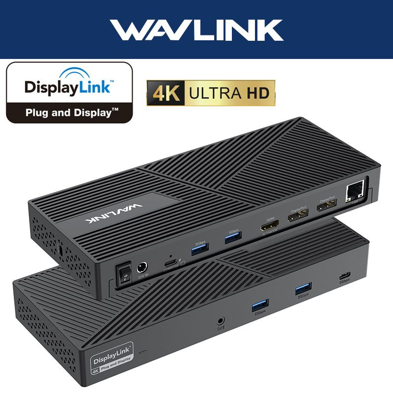 WAVLINK Док-станция с тройным дисплеем 4K 12 В 1 USB-C DisplayLink Dock ...