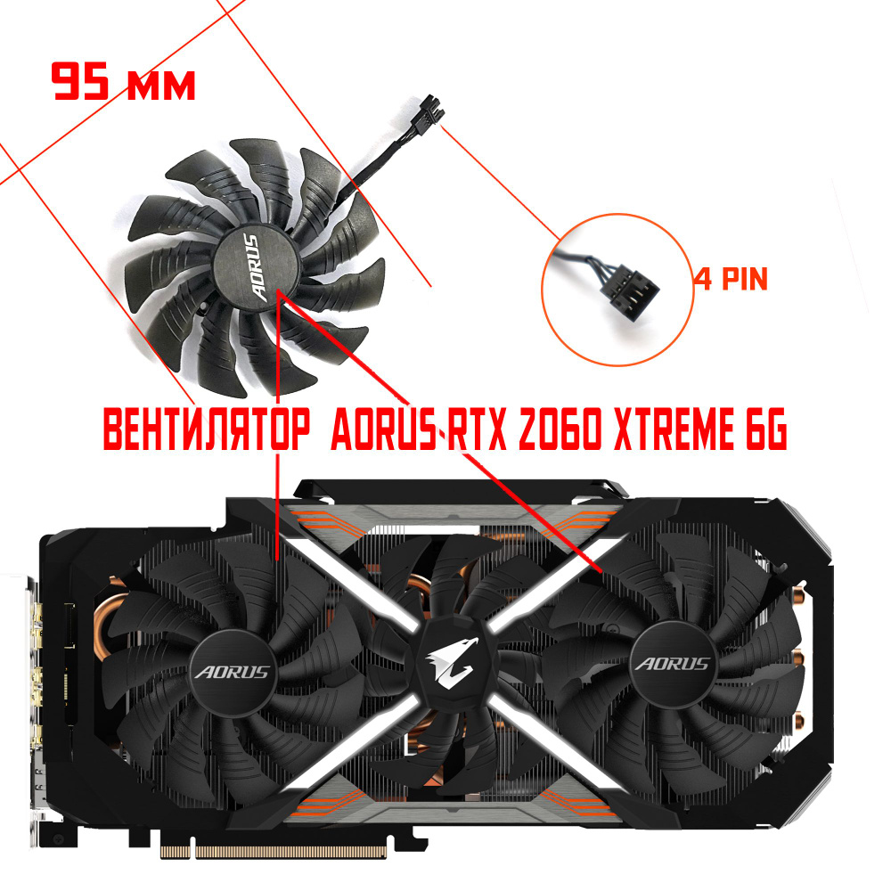 Вентилятор для видеокарт Gigabyte Aorus RTX 2060 Xtreme 6G - купить ...