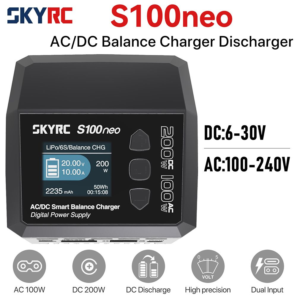 SkyRC S100neo Balance Charger AC100W DC200W 12A Smart LiPo зарядное ...