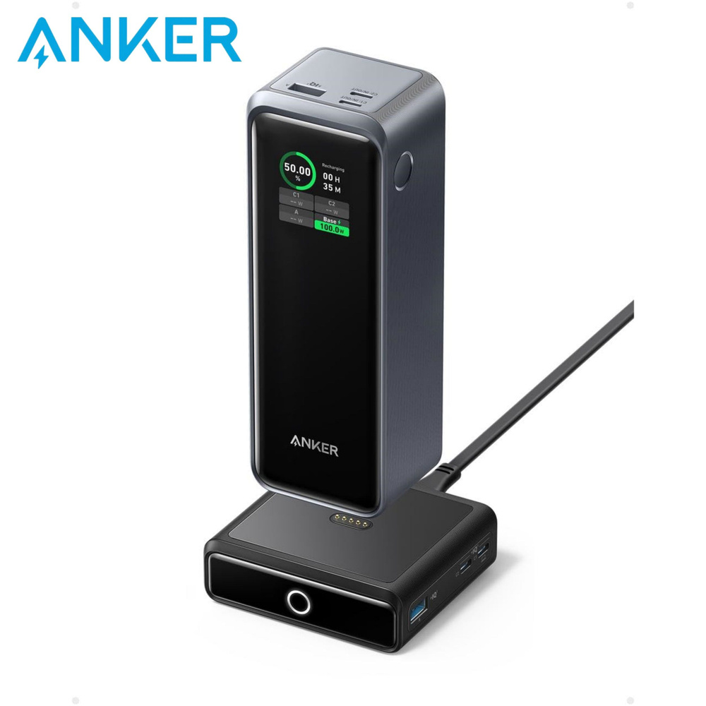 Anker Prime 27 650mAh Power Bank (250W) с базой зарядки 100 Вт, 3 ...