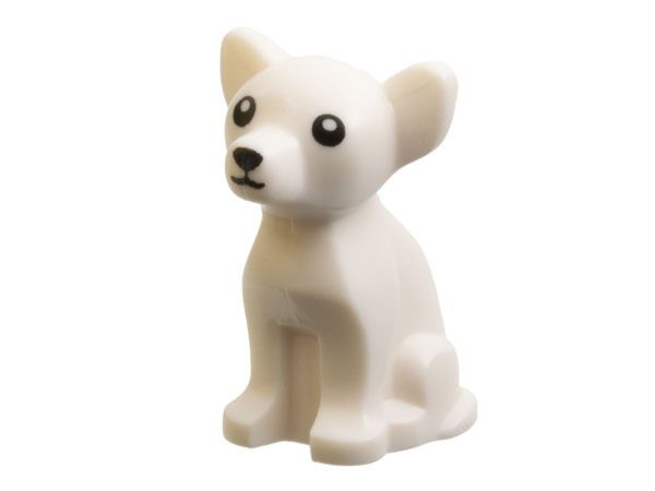 Деталь Lego Dog, Chihuahua with Black Eyes, Nose and Mouth and White ...