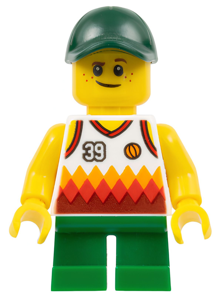 Минифигурка Lego Boy, Jersey with #39, Green Short Legs, Dark Green Cap ...