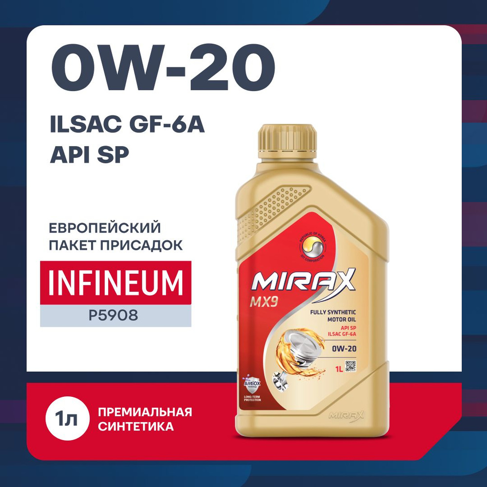 Масло моторное MIRAX 0W-20 Синтетическое - купить в интернет-магазине OZON (1044518715)