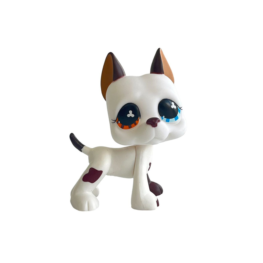 Littlest Pet Shop игрушка LPS #577 Great Dane, Белый щенок с голубыми и ...