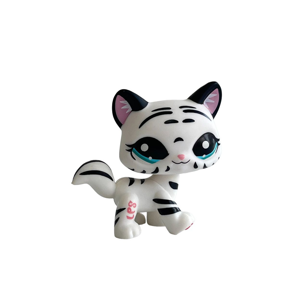 Littlest Pet Shop кошка #1498 ,У белого котенка черные полосы на теле ...