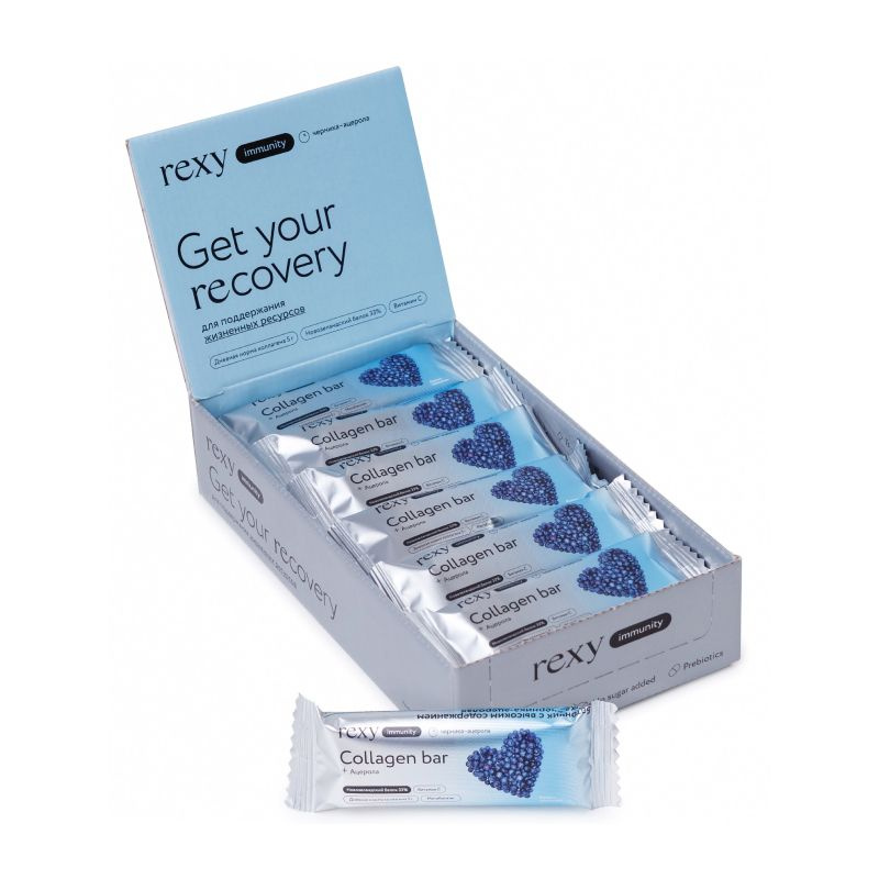 Протеиновые батончики REXY Collagen Bar ProteinRex 33%, 18 шт по 40 г ...