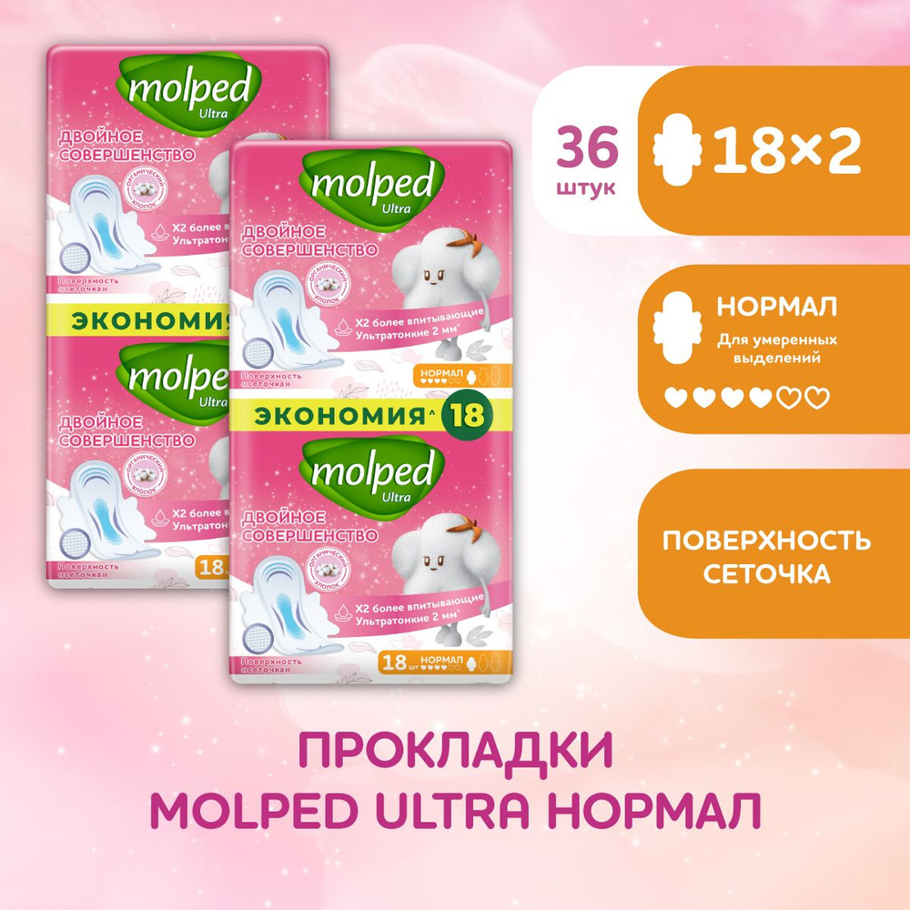 Прокладки гигинические Molped Ultra Normal 36 шт. (18шт х 2 уп ...