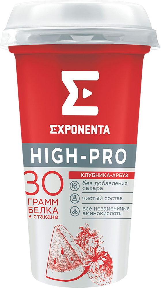 Напиток кисломолочный EXPONENTA High-pro Клубника, арбуз обезжиренный с ...