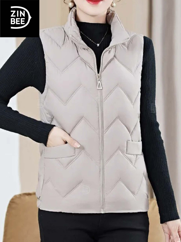 Жилет Мужской, Женский ZinBee кофейная роза Полиэстер, размер 54 Молния Повседневный Китай ...