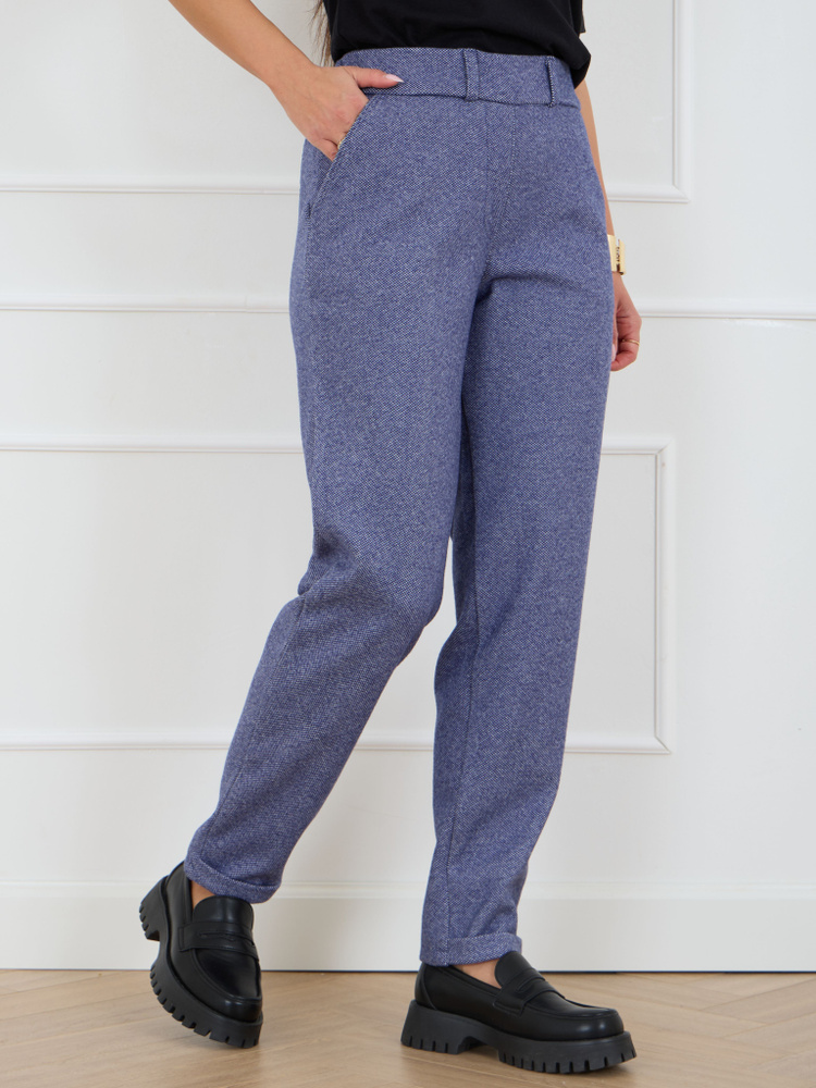 Брюки Женский SLN широкие, прямые сливовый Шерсть, Хлопок Повседневный, размер 44 Резинка ...