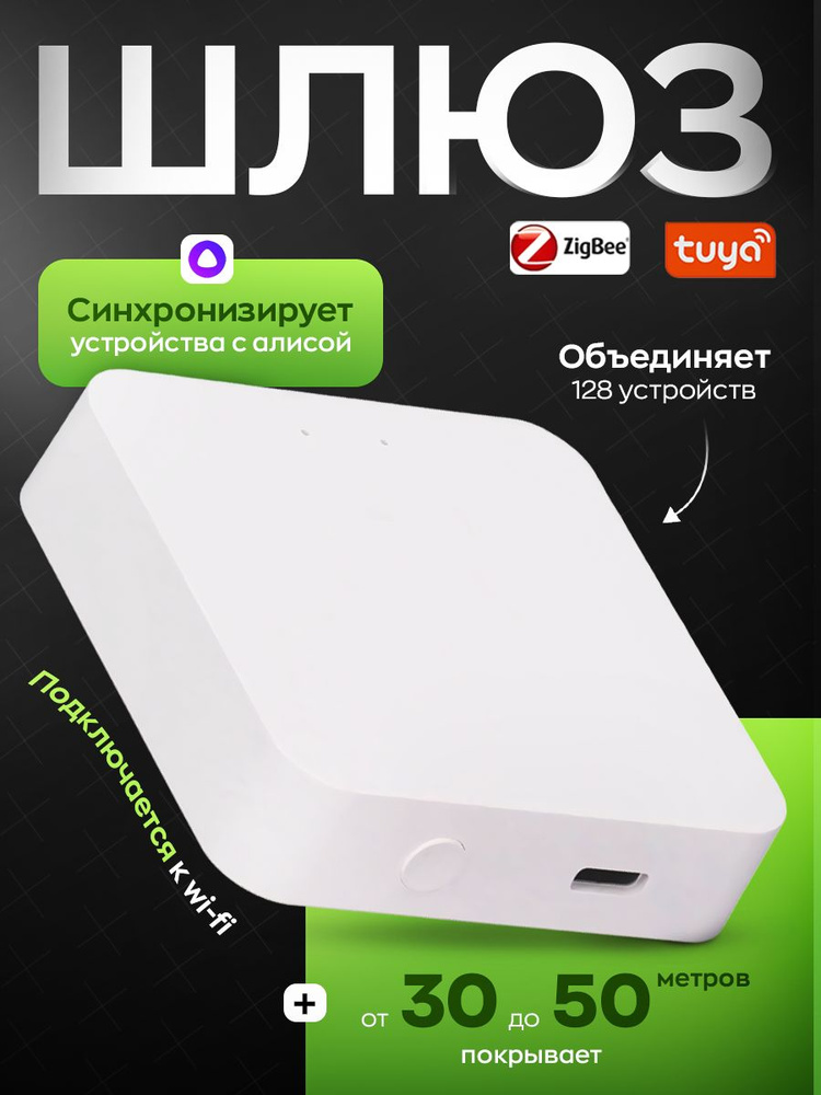 Умный беспроводной шлюз Zigbee 3.0 + Bluetooth Tuya MINI Smart life беспроводной хаб WIFI для ...