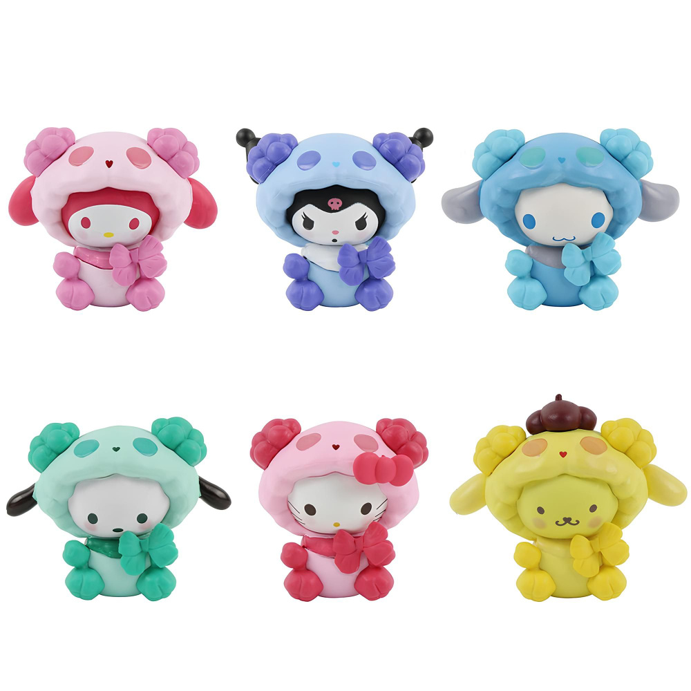 Набор фигурок Куроми Санрио, Май мелоди, Хеллоу Китти Пурин, Кероппи / Kuromi Sanrio, My Melody ...