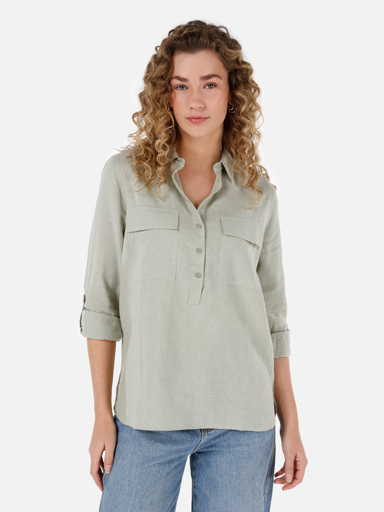 Рубашка Женский COLIN'S зеленый Длинный, размер 44, 46 прямой Индия купить c доставкой на OZON ...