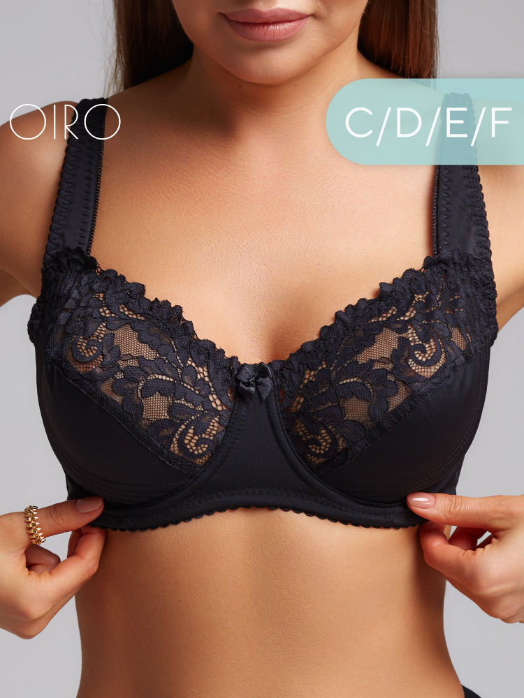 Бюстгальтер Женский OIRO мягкая чашка на каркасе, на косточках, размер 105D черный Нейлон ...