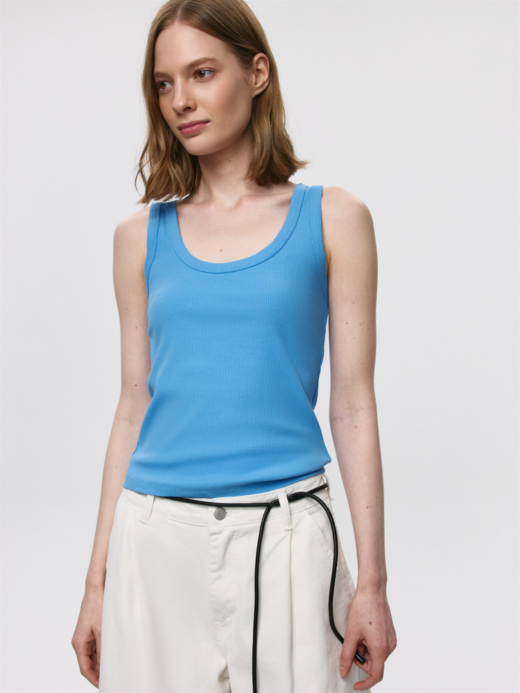 Топ Женский SELA голубой, размер 44 Повседневный Китай купить c доставкой на OZON по низкой цене ...