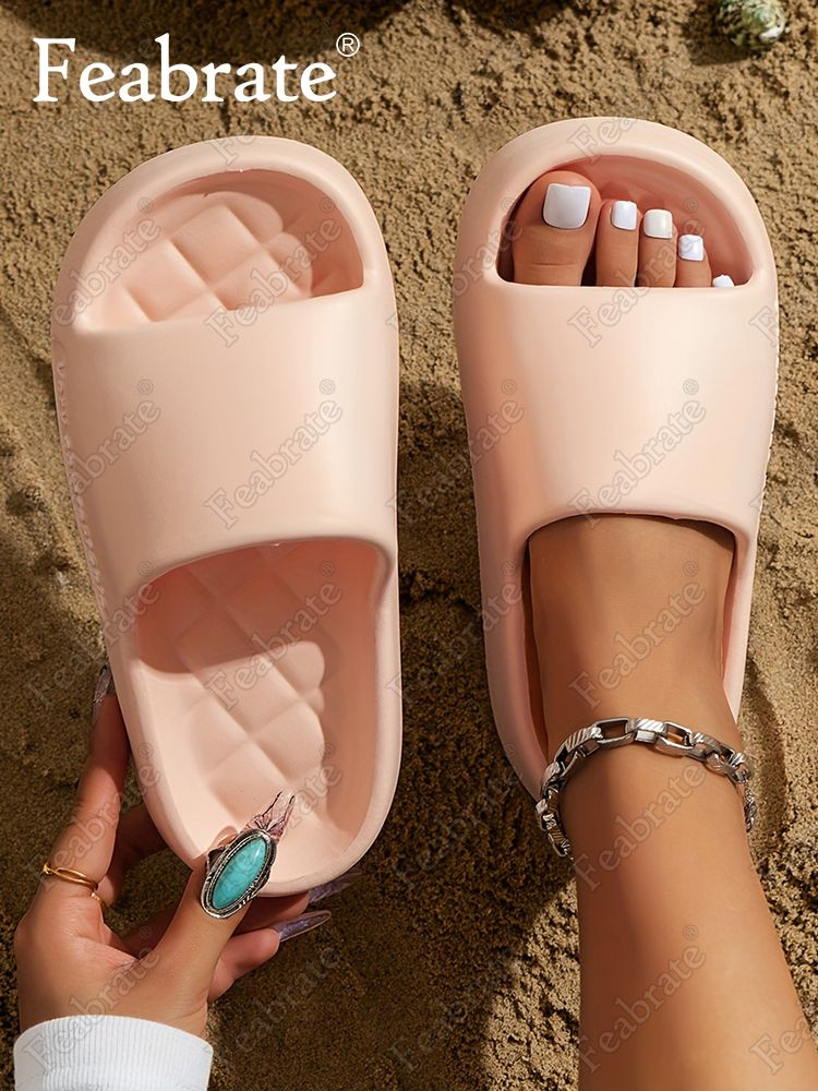 Шлепанцы Женский Feabrate, размер 39 EVA Круглый нос, Толстая подошва R (средняя) Без застёжки ...