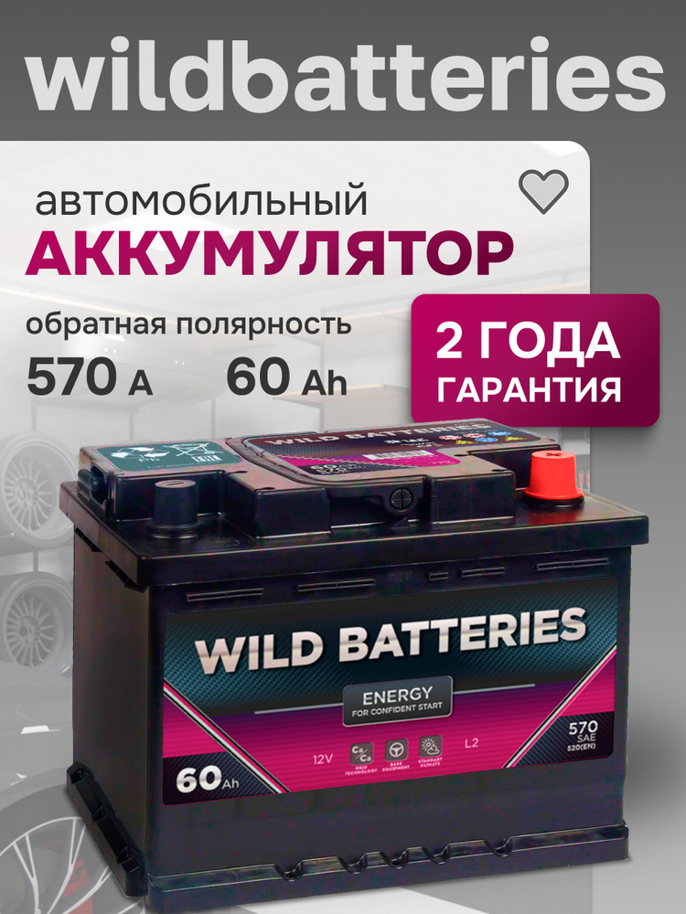 Аккумулятор автомобильный 12v 60 Ah WILD Batteries 60 Ач 570 А R+ ...