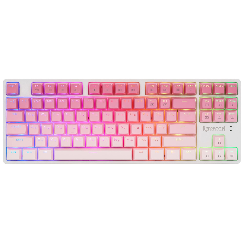 Клавиатура для компьютера REDRAGON Cass RU,RGB,розов/бел, провод (71878 ...