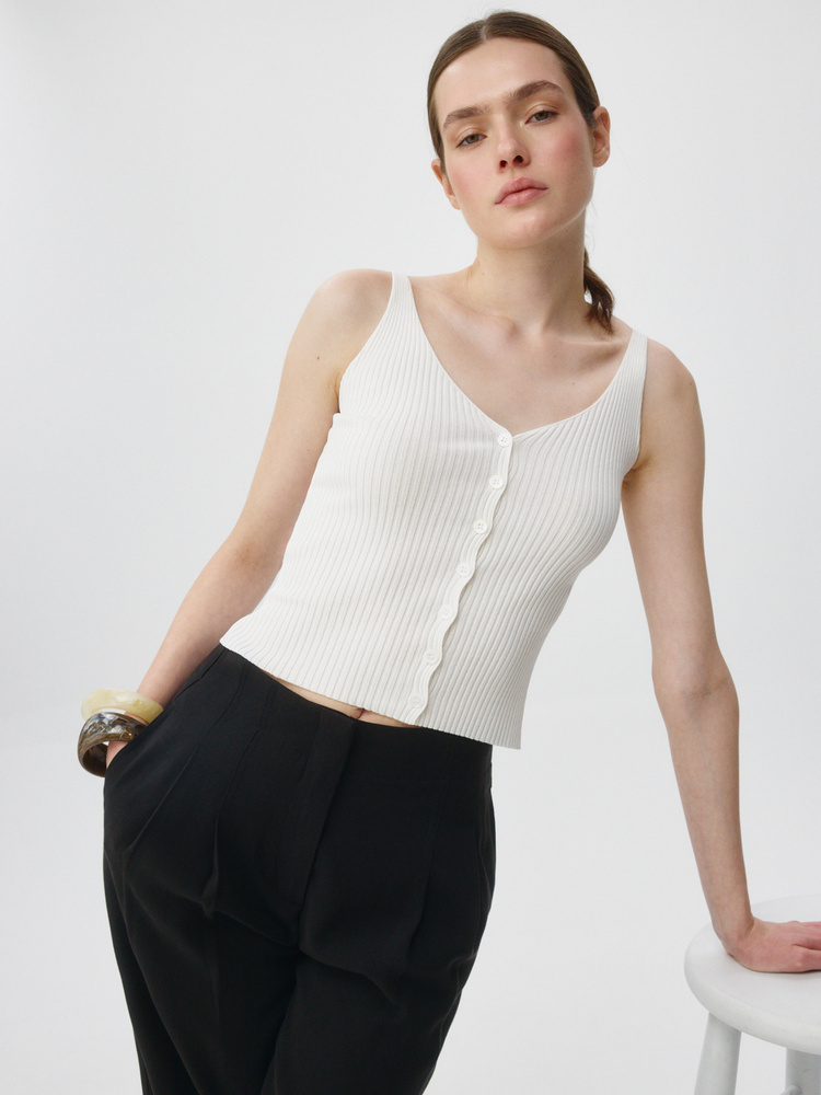 Топ Женский SELA ванильный, размер 44 Повседневный Китай приталенный купить c доставкой на OZON ...