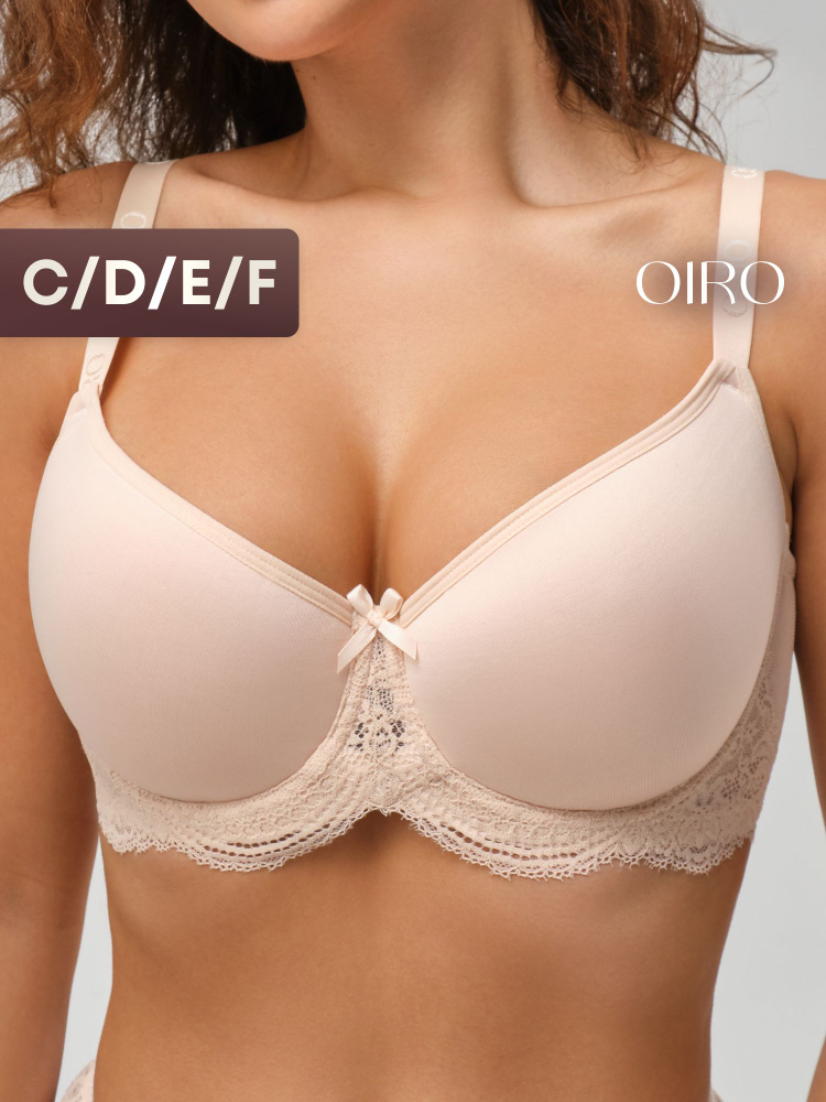 Бюстгальтер Женский OIRO мягкая чашка на каркасе, на косточках, размер 75C бежевый глянец Нейлон ...