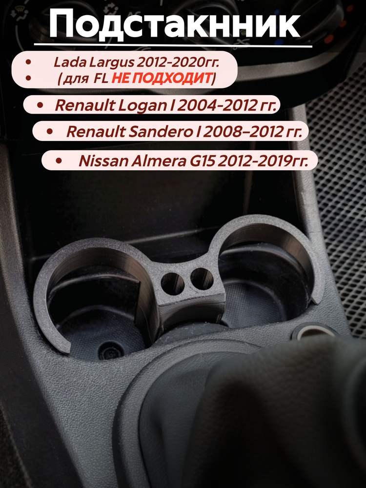 Подстаканник Renault Sandero I / Lada Largus/Renault Logan I/ Nissan Almera G15 купить c ...