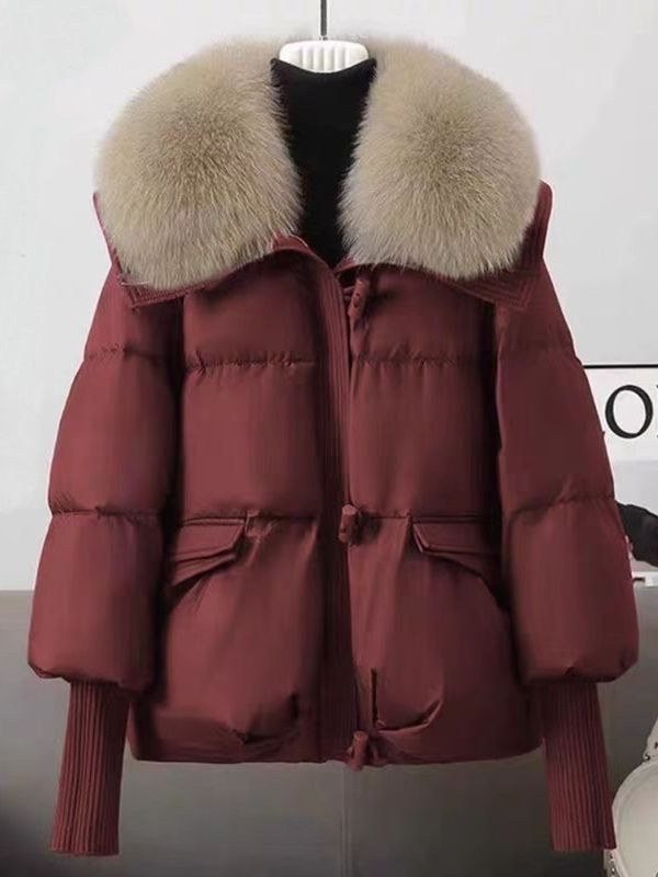 Пуховик Женский ZinBee бордовый V-образный Полиэстер, размер 46 Длинный Зима Китай купить c ...