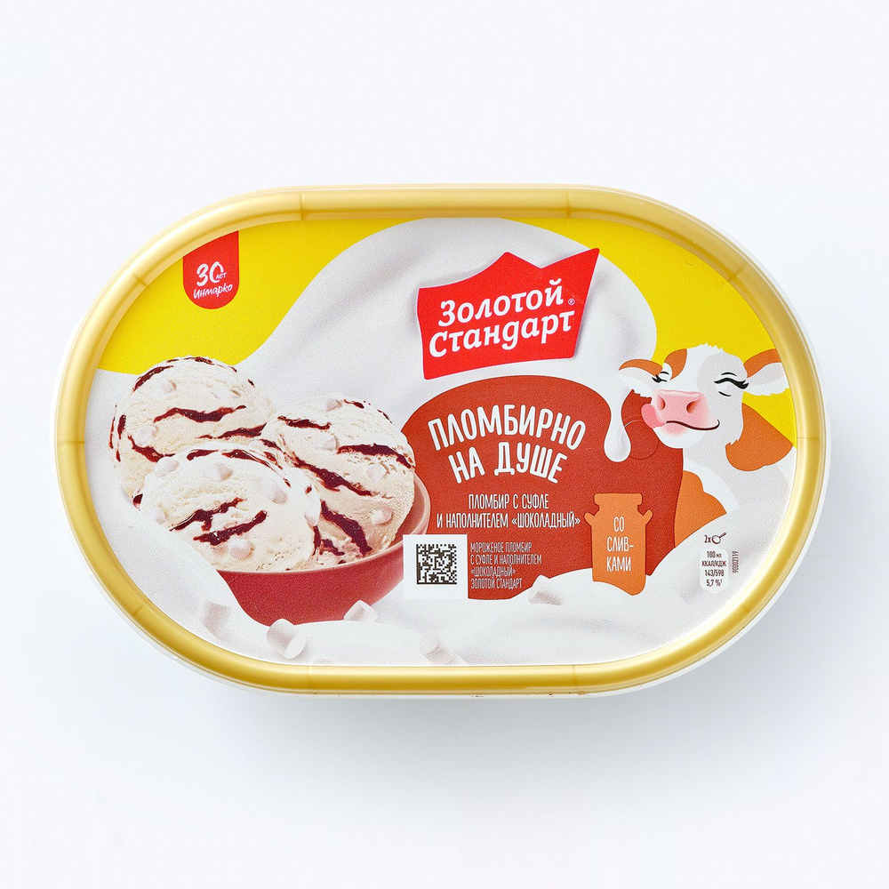 Мороженое пломбир с суфле и шоколадным наполнителем, 445 г, Золотой ...