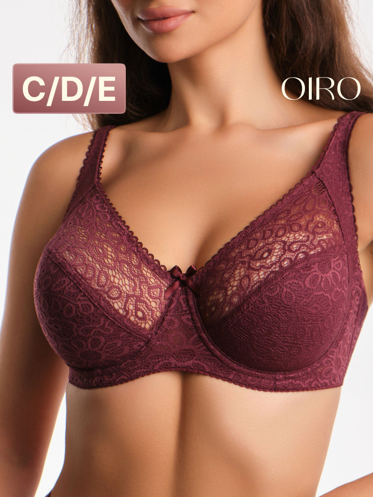 Бюстгальтер Женский OIRO мягкая чашка на каркасе, размер 95D бордовый Полиамид, Эластан ...