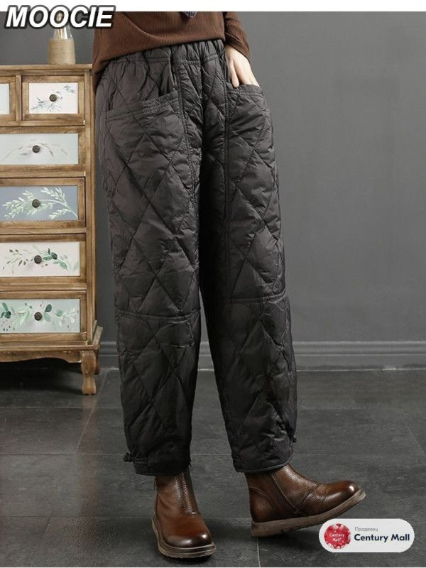 Брюки утепленные Женский CHAOPAI черный Повседневный, размер 44 Еврозима Китай Однотонный купить ...