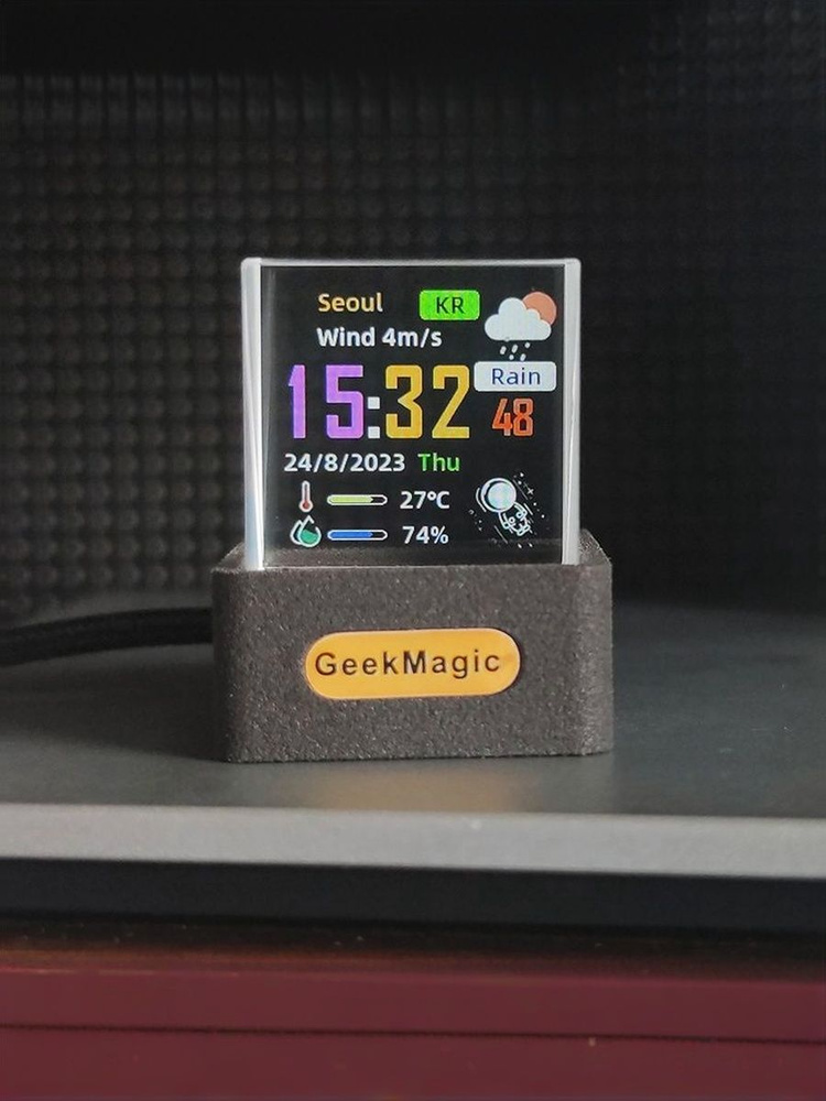 Голографический куб часы с погодой GeekMagic HelloCubic-Lite черный mini wifi экран для рабочего ...