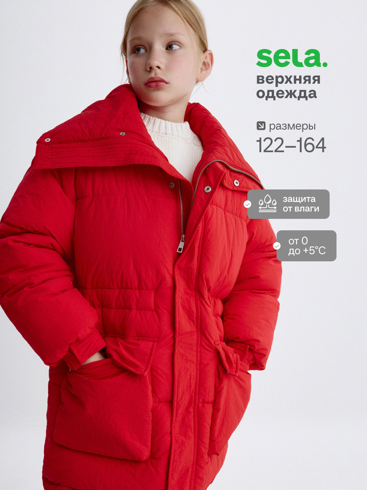 Куртка Девочки SELA светлый хаки, размер 140 Демисезон приталенный Синтепух Китай купить c ...