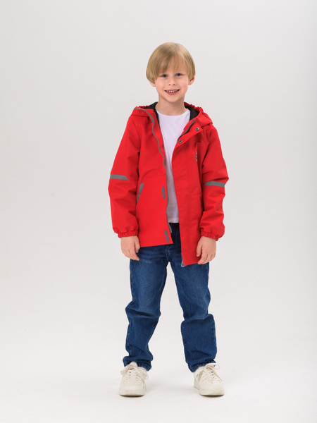 Ветровка Мальчики Avese Капюшон, Карманы красный Breathable, Waterproof, размер 128 Длинный Лето ...