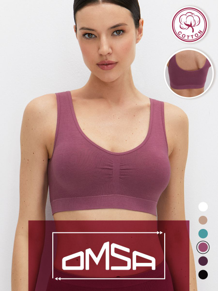 Кроп-топ Женский Omsa ягодный, размер 52 Бретельки Повседневный Китай облегающий Без застежки ...