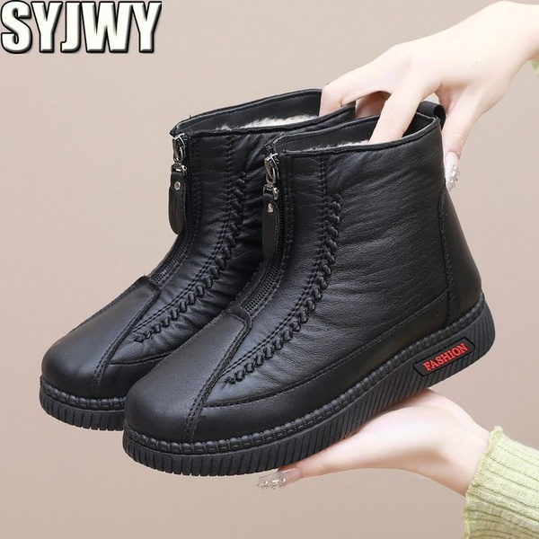 Сапоги Женский SYJWY полусапоги, размер 41 черный Зима Без каблука Молния купить c доставкой на ...