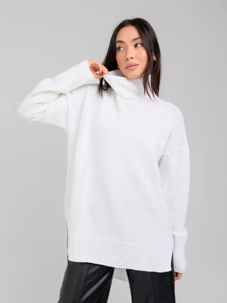 Свитер Женский Sali Moda белый Акрил, Шерсть, размер 42, 44 оверсайз Длинный Россия купить c ...