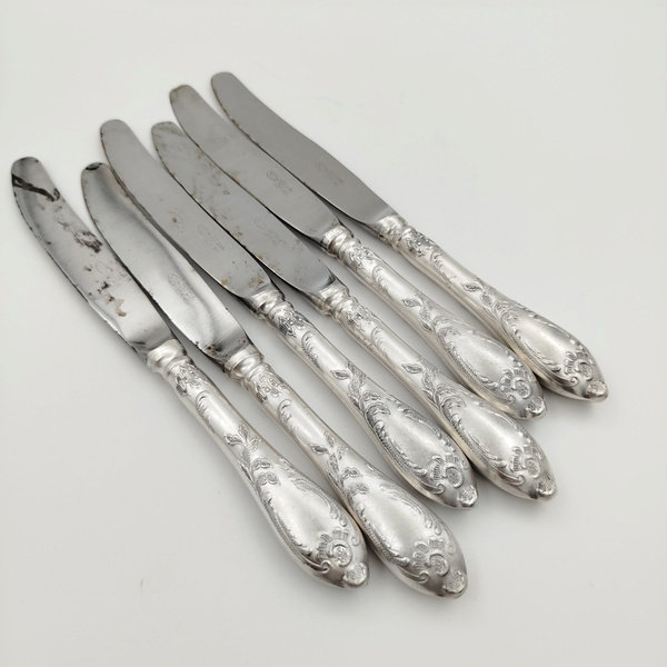 Набор столовых ножек с растительным декором на 6 персон, мНЦ медь-никель-цинк, Киевский завод ...