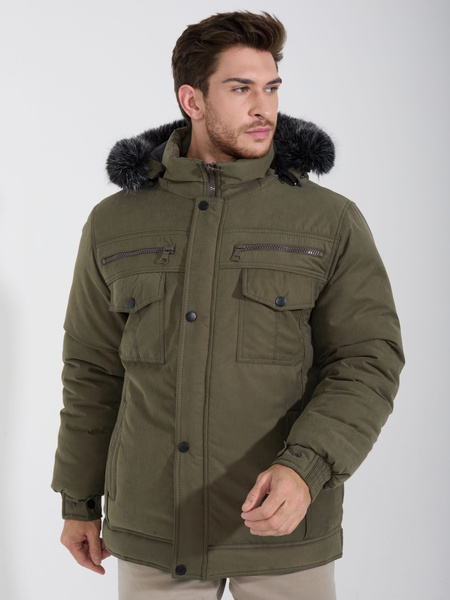 Куртка Мужской KINGSO MENS Капюшон хаки Полиэстер, размер 50 Средний Демисезон свободный ...