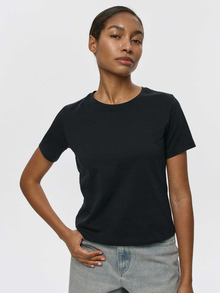 Футболка Женский SELA черный, размер 42 Повседневный Узбекистан купить c доставкой на OZON по ...