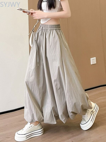 Юбка Женский SYJYW зеленовато-бежевый Полиэфирный шелк в складку, размер 42 Макси Лето купить c ...