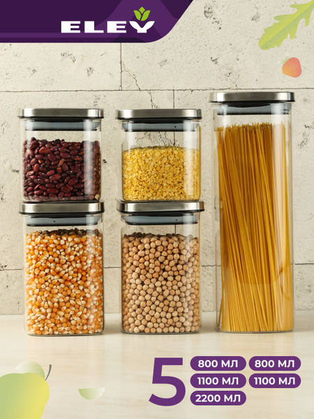 Банка для продуктов Eley, 800 мл, 1100 мл, 2200 мл, 5 предм. купить c ...