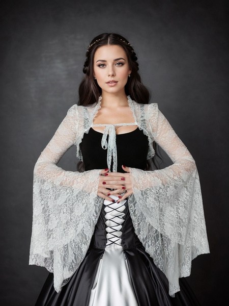 Болеро Женский Elness белый Кружево, размер 44 Лента Длинный купить c ...