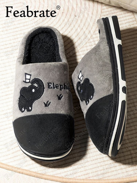 Тапочки Женский Feabrate, размер 38, 39 R (средняя) черный Круглый нос, Маломерит Зима купить c ...