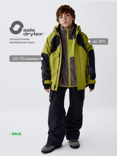 Брюки утепленные Мальчики SELA черный Повседневный, размер 140 Молния прямой Зима ...